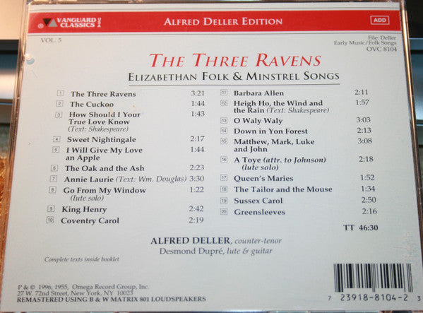 Buy Alfred Deller, Desmond Dupré : The Three Ravens (Elizabethan Folk ...