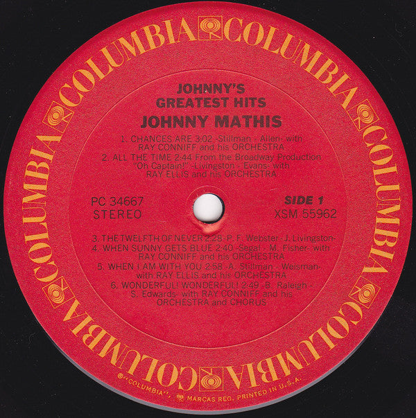 Buy Johnny Mathis : Johnny's Greatest Hits (LP, Comp, RE) Online for a ...