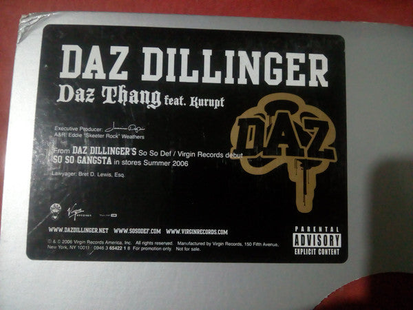 Buy Daz Dillinger Featuring Kurupt : Daz Thang (12", Single, Promo ...